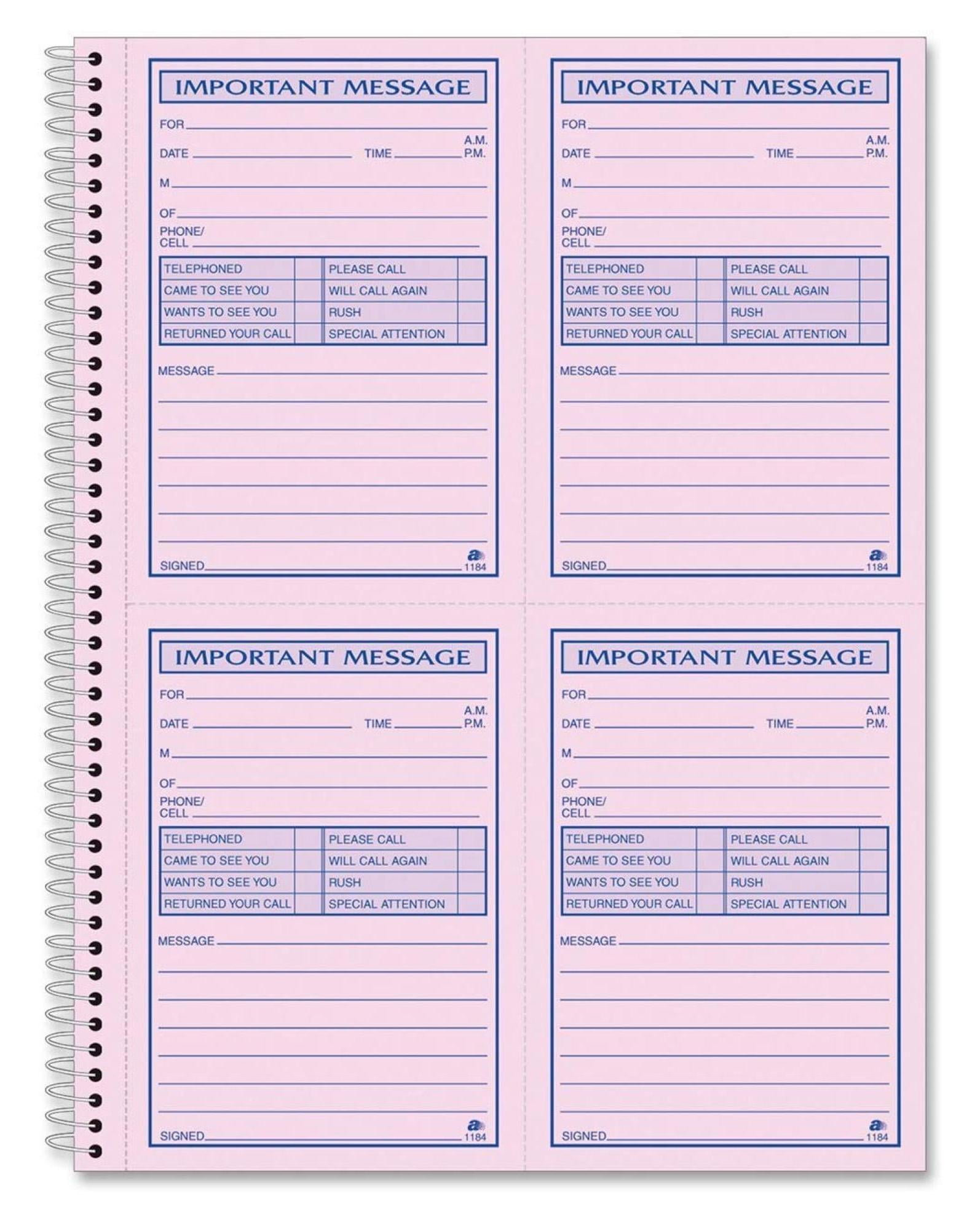 Message Book 3 Pack - 2 Part Carbonless Forms, Pink/Canary, 8.25 x 11 ...