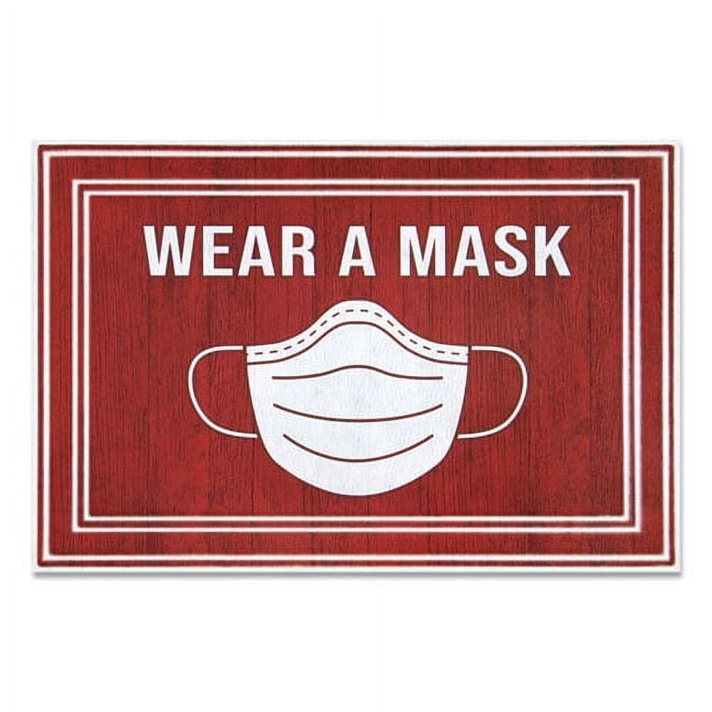 Message Floor Mats, 24 X 36, Red/white, "wear A Mask" | Bundle of 10 ...