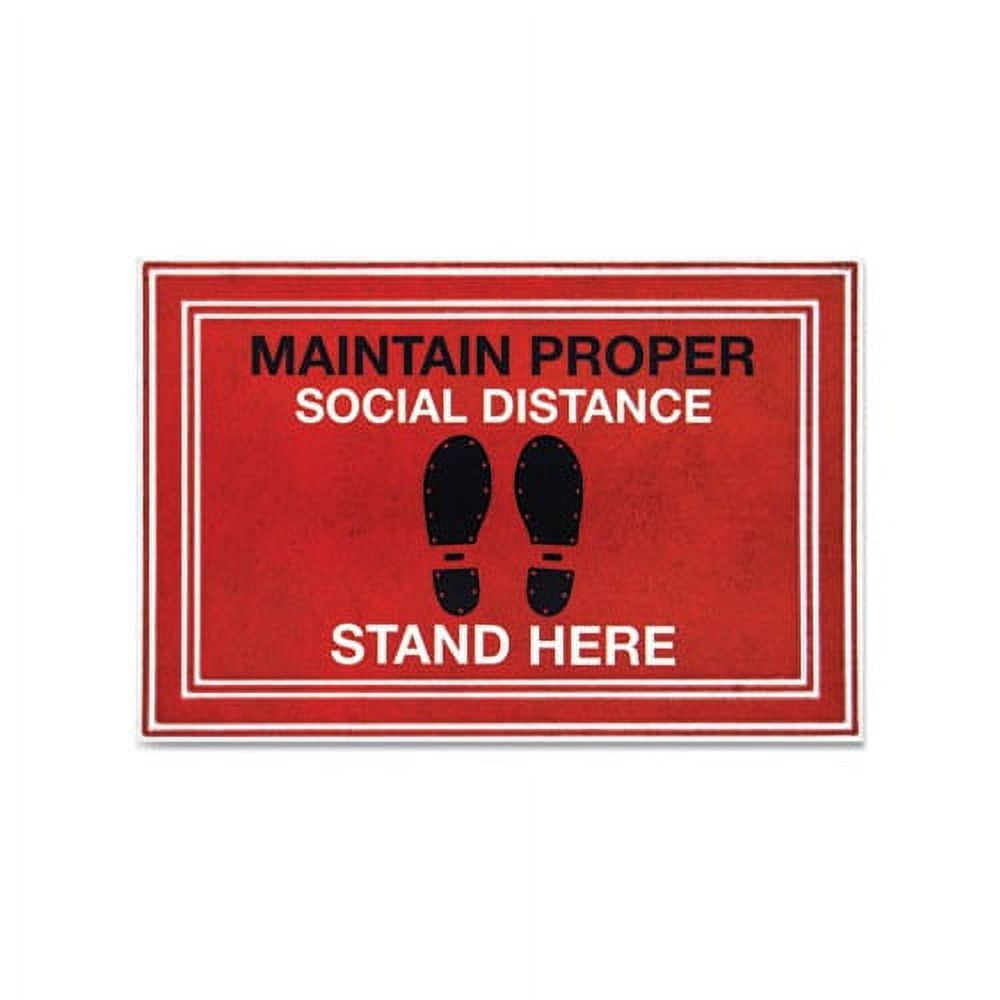 Message Floor Mats 24 x 36, Red/Black, "Maintain Social Distance Stand ...