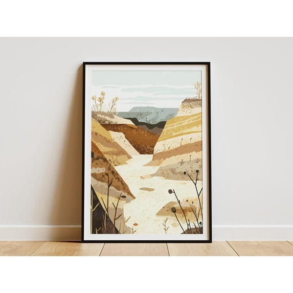 Messel Pit Fossil Site Germany Flat Illustration Print Paleontology ...