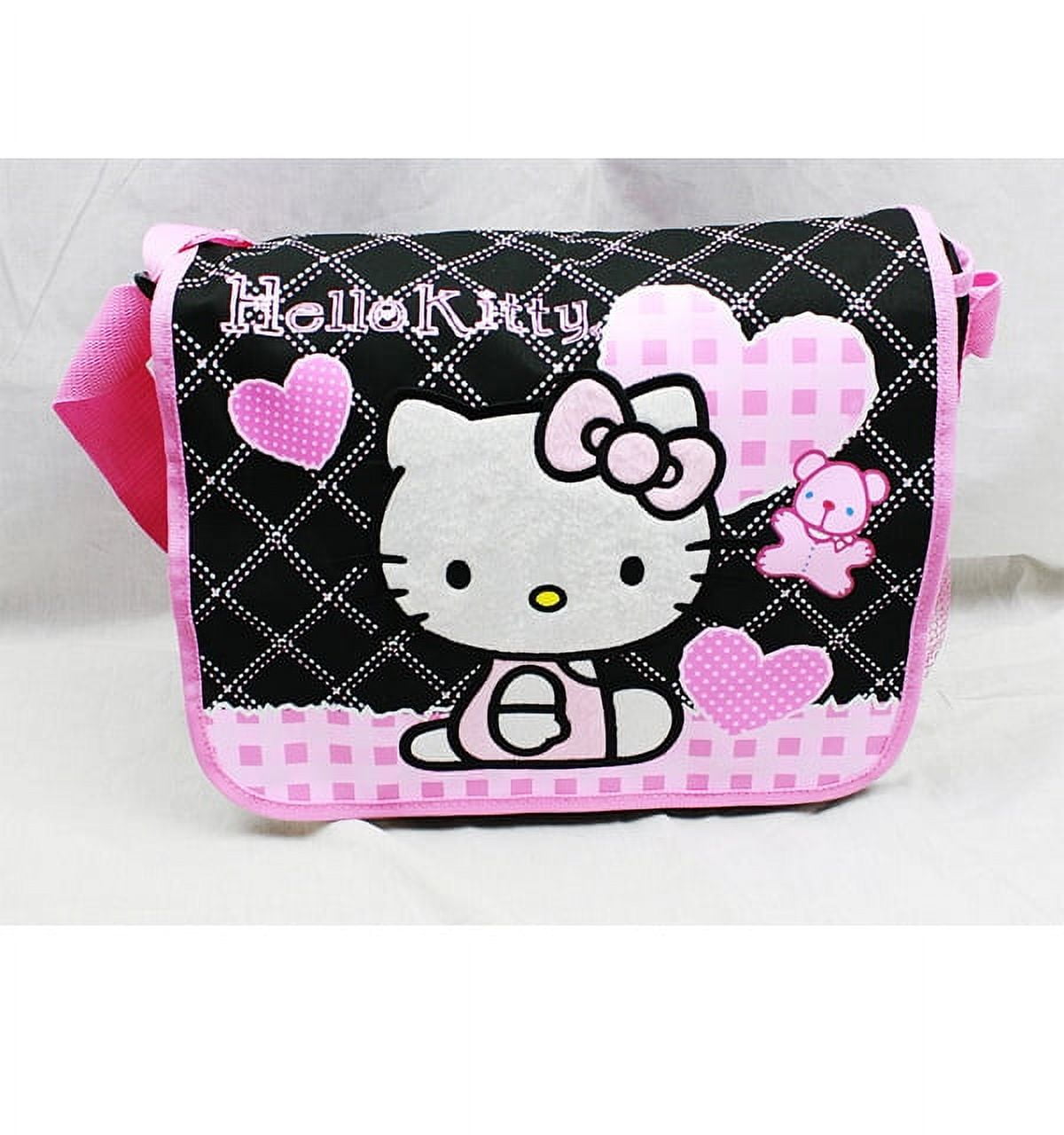 Messenger Bag - Hello Kitty - Black heart Checker New School Book Bag ...