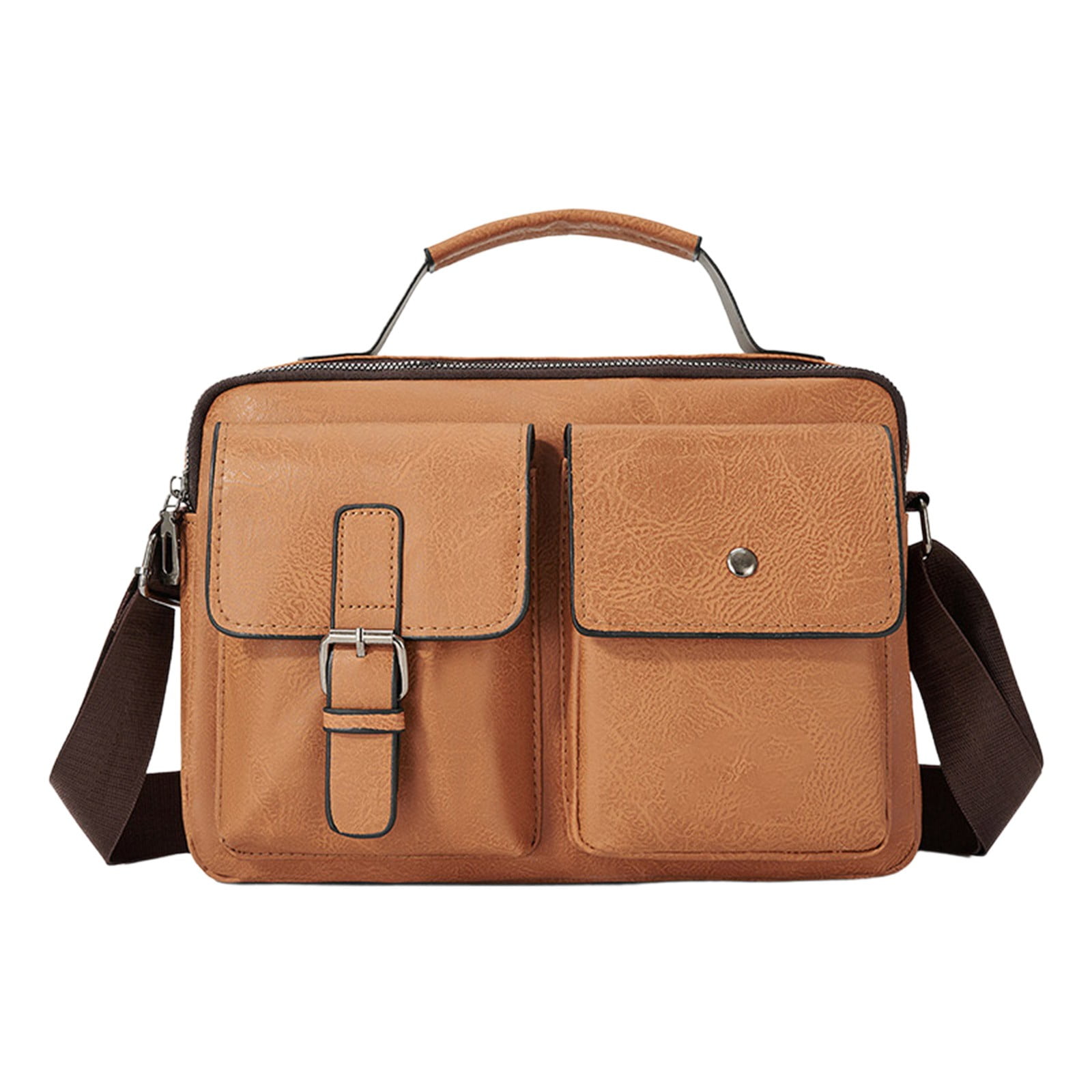 Messenger Bag PU Leather Crossbody Messenger Bag Men's Adjustable Strap ...