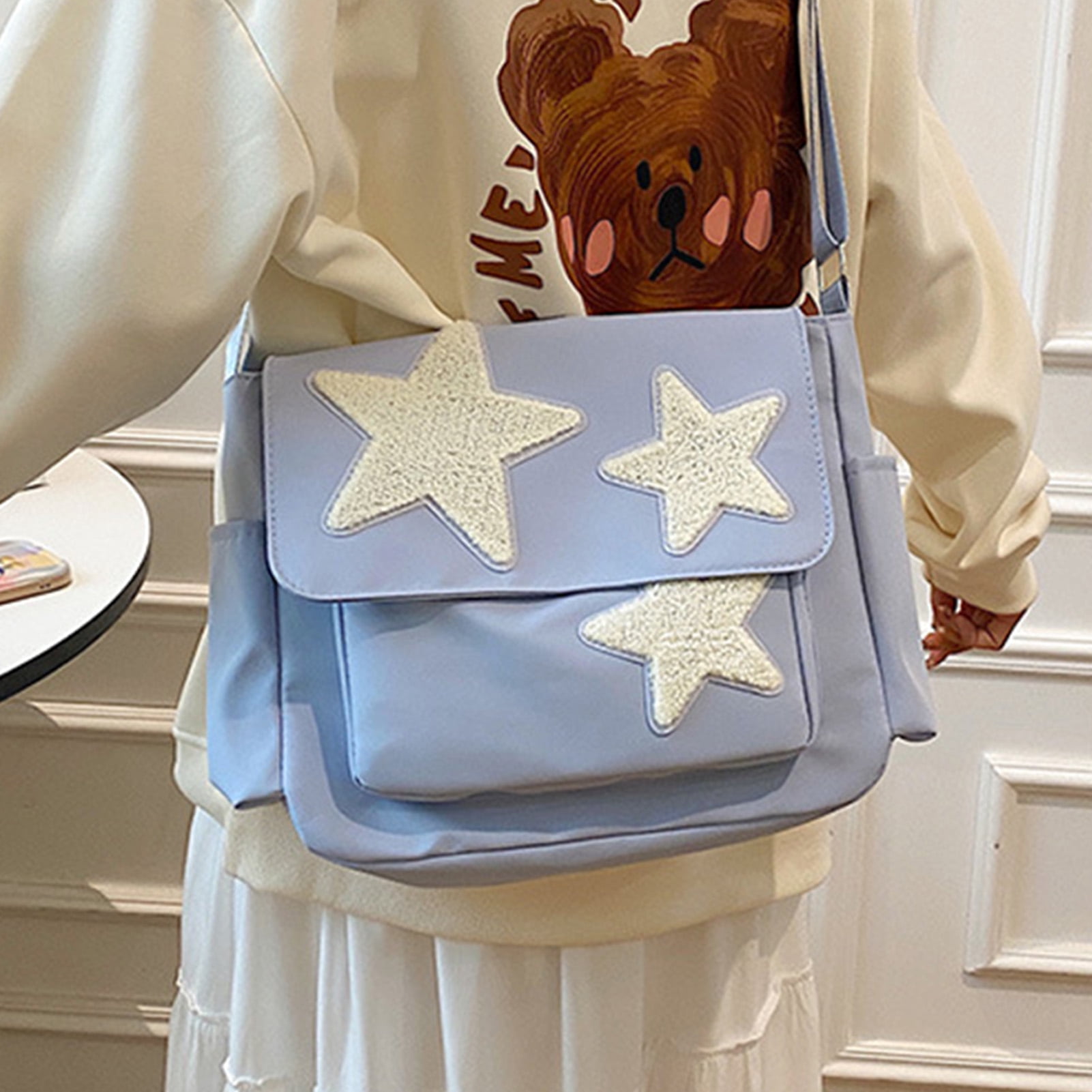 Messenger Bag,Star Canvas Crossbody Bag – Cute Tote & Shoulder Bag for ...