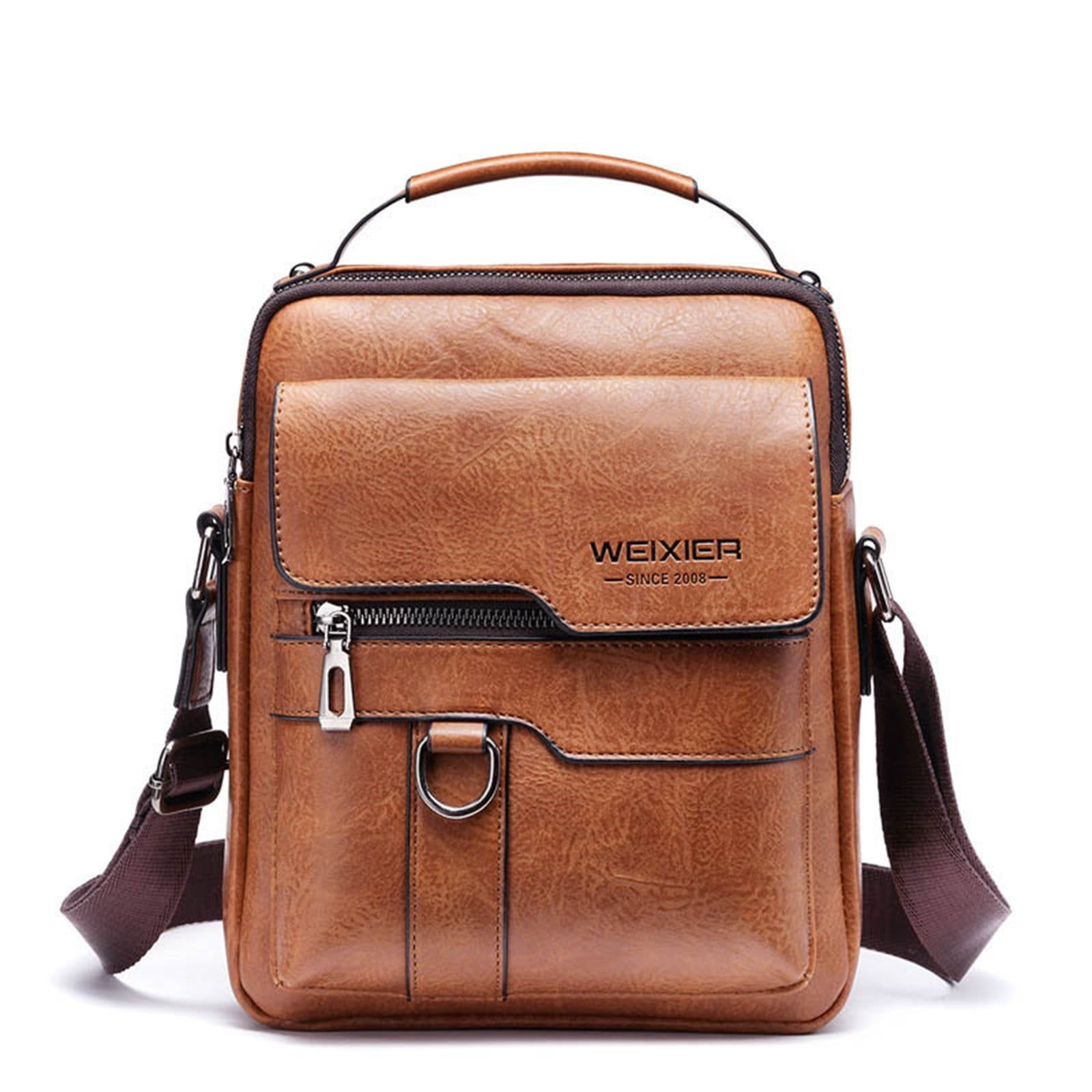 Messenger Bag for Men, PU Leather Crossbody Shoulder Bags Travel Bag ...
