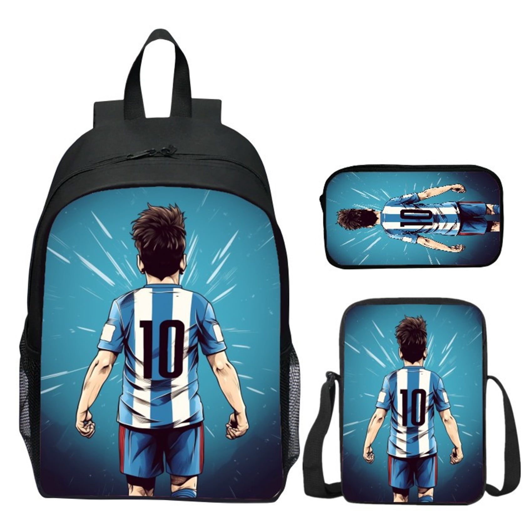 Messi_10 Casual Backpack+Small Case+Shoulder Bag 3 in 1 School Bookbag ...