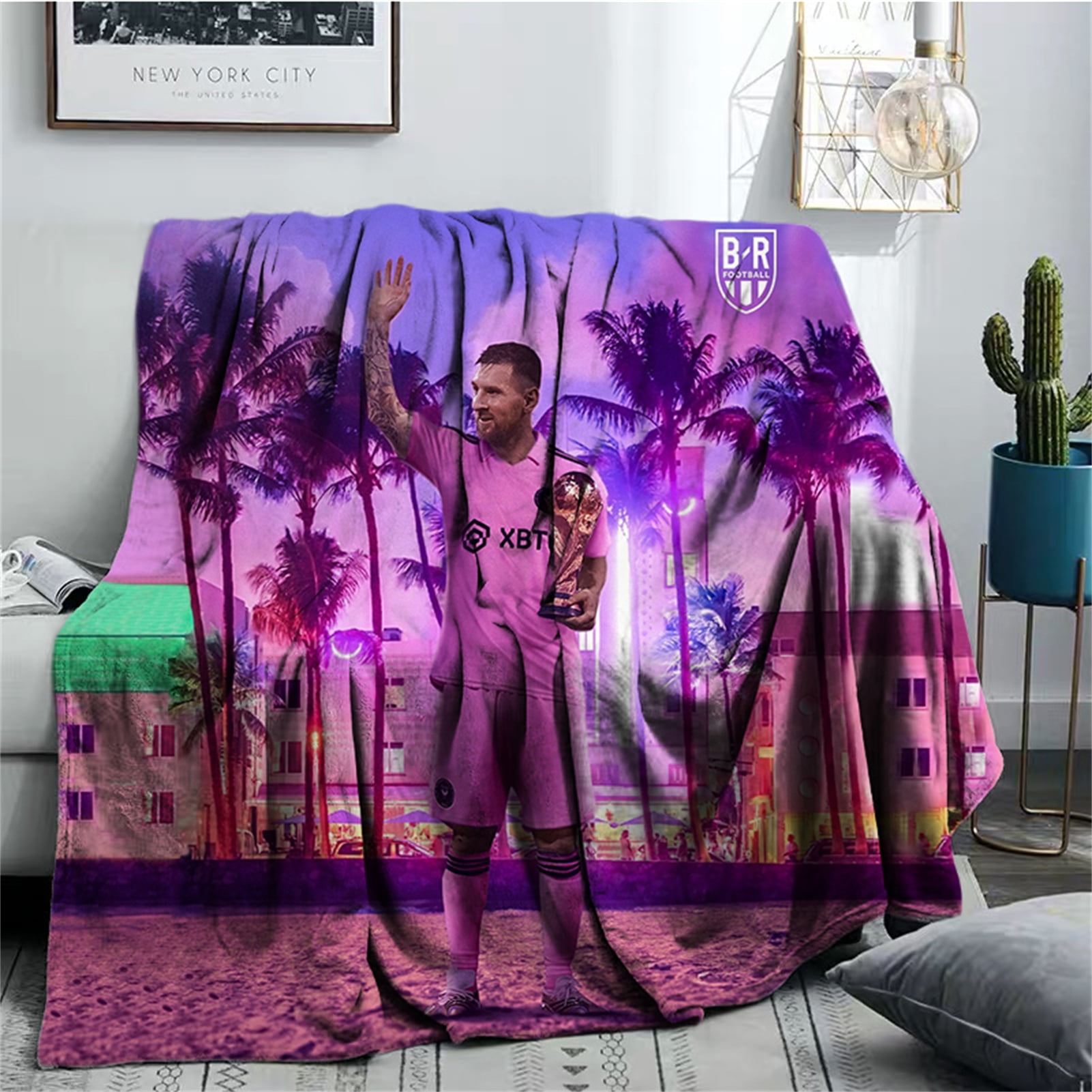 Messi_10 Fluffy Warm Throw Blanket-Fuzzy Bedroom Blanket Soft Sofa ...