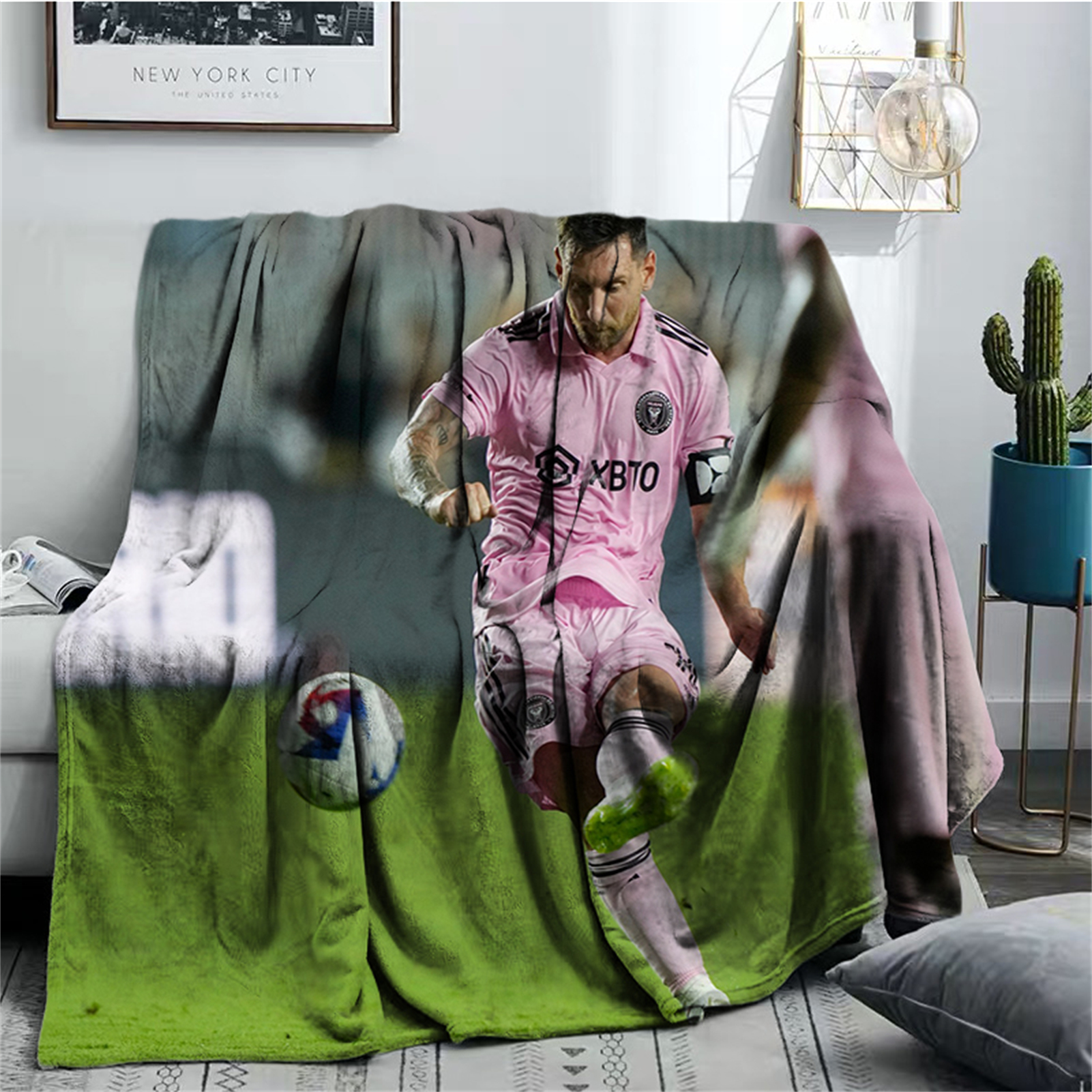 Messi_10 Fuzzy Fleece Blanket Soft Plush Blanket-Soccer Star ...