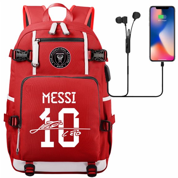 Messi_10 Graphic Backpack with Headphone/USB Charging Port-Back to ...