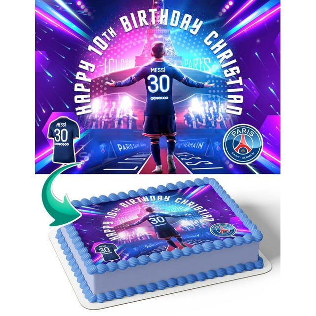 Messi 30 PSG Paris Saint Germain Edible Image Cake Topper Personalized ...