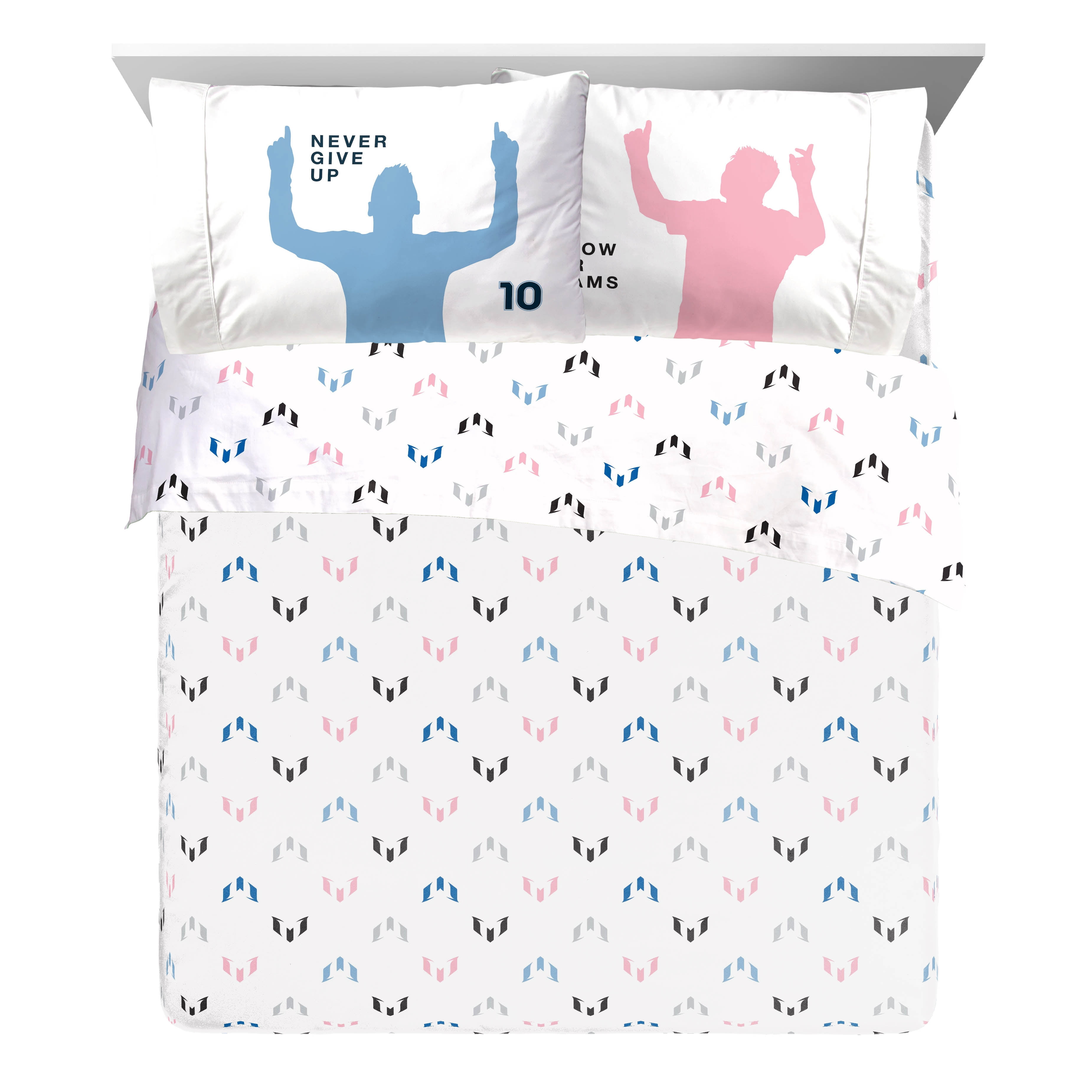 Messi Kids 4 Piece White Bed Sheet Set, Full - Walmart.com