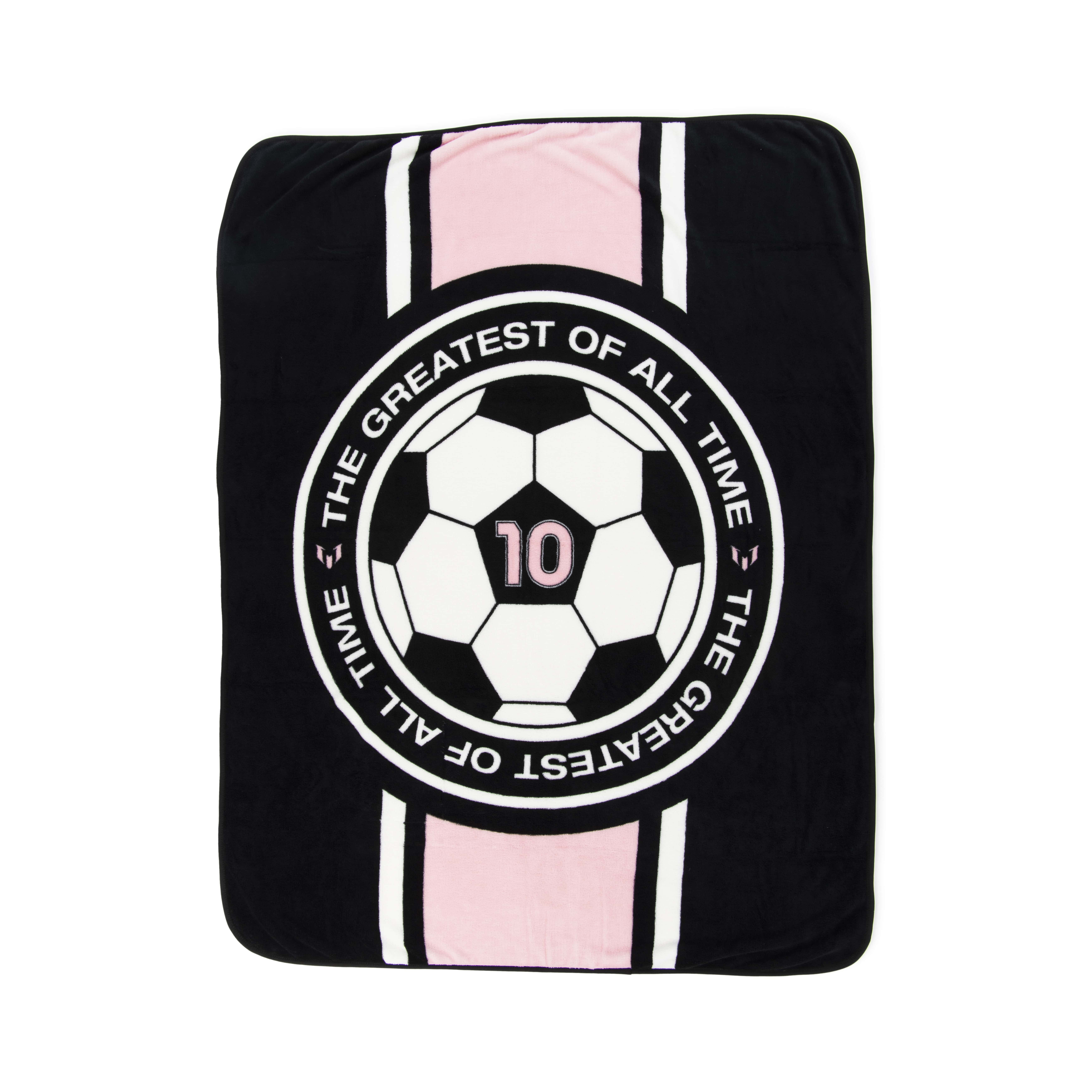 Messi 46" x 60" Coral Fleece Throw, Polyester, Pink & Black, Messi ...