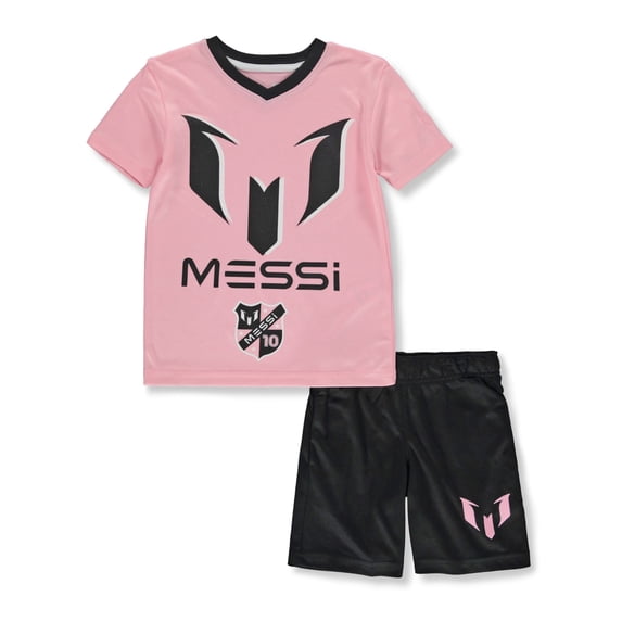 Messi Boys' 2-Piece Icon Shorts Set Outfit Color: pink Size: 6 ...