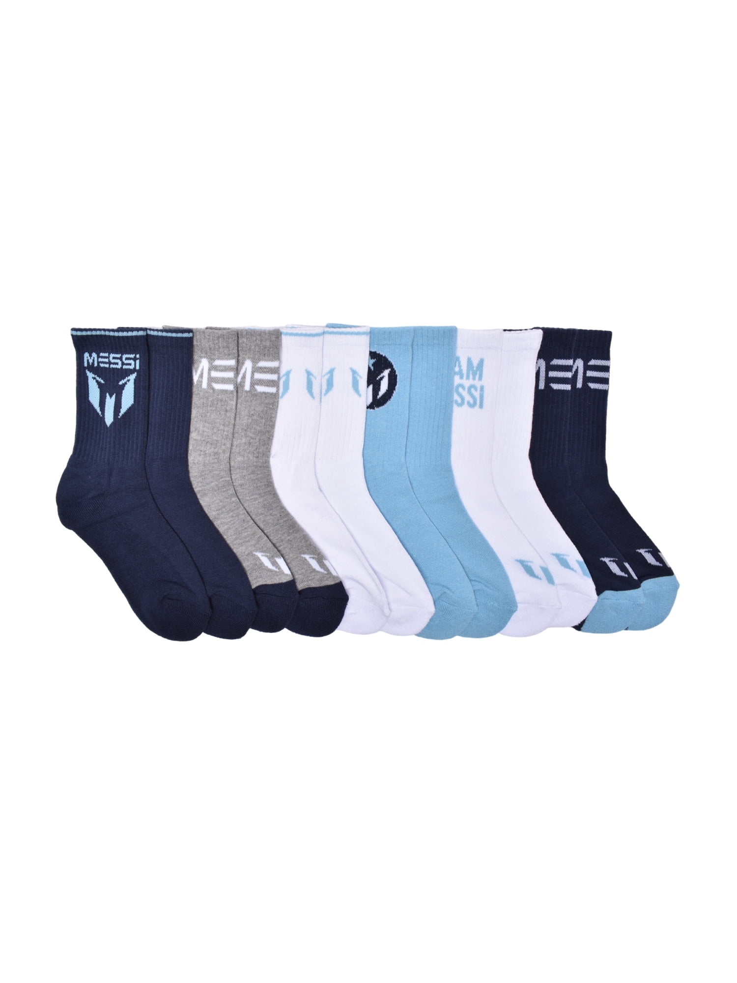 Messi Boys Crew Sock, 6-Pack, Size S-L - Walmart.com