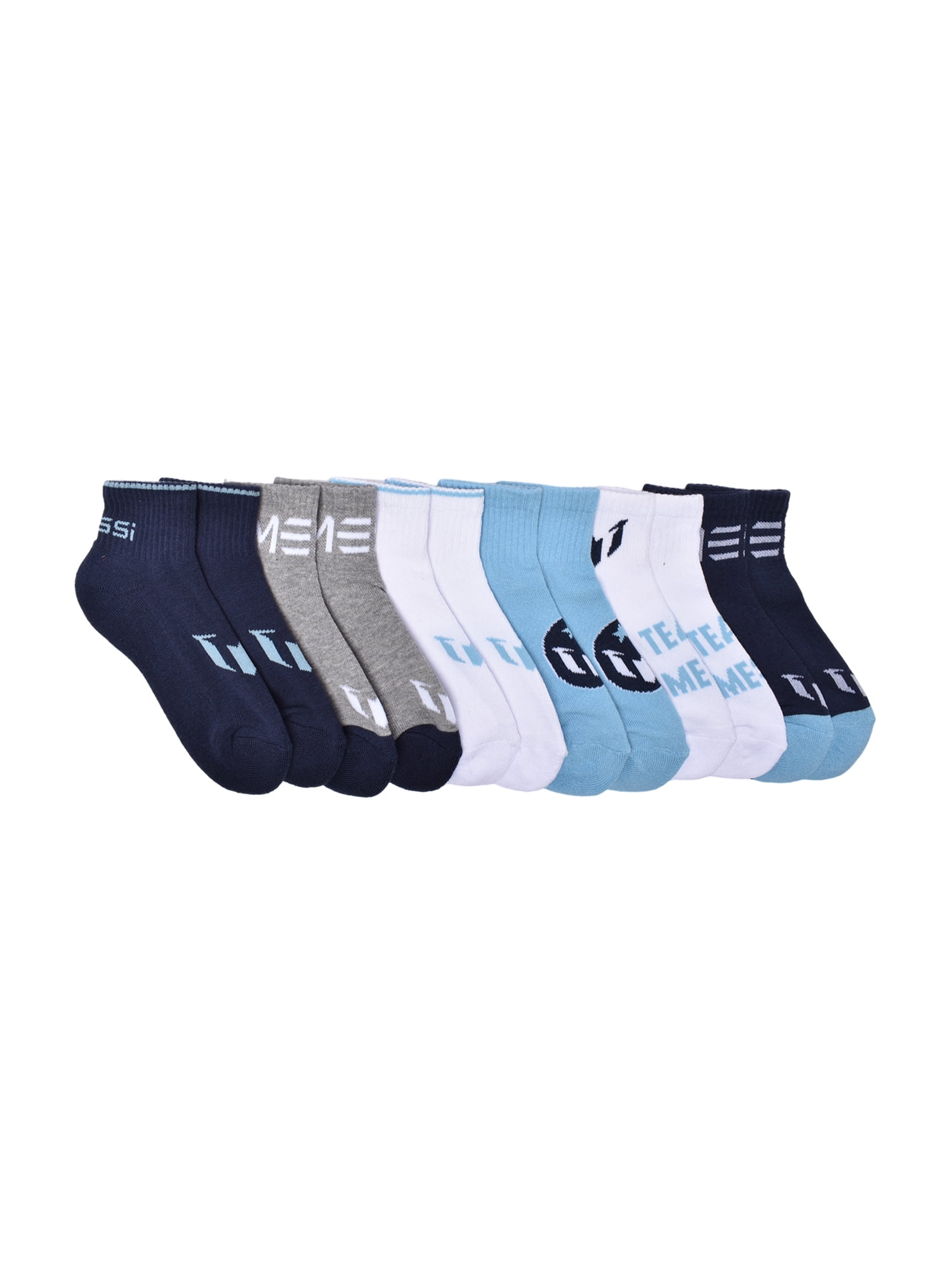 Messi Boys Quarter Socks 6-Pack, Soccer-Inspired, Size S-L, Polyester ...