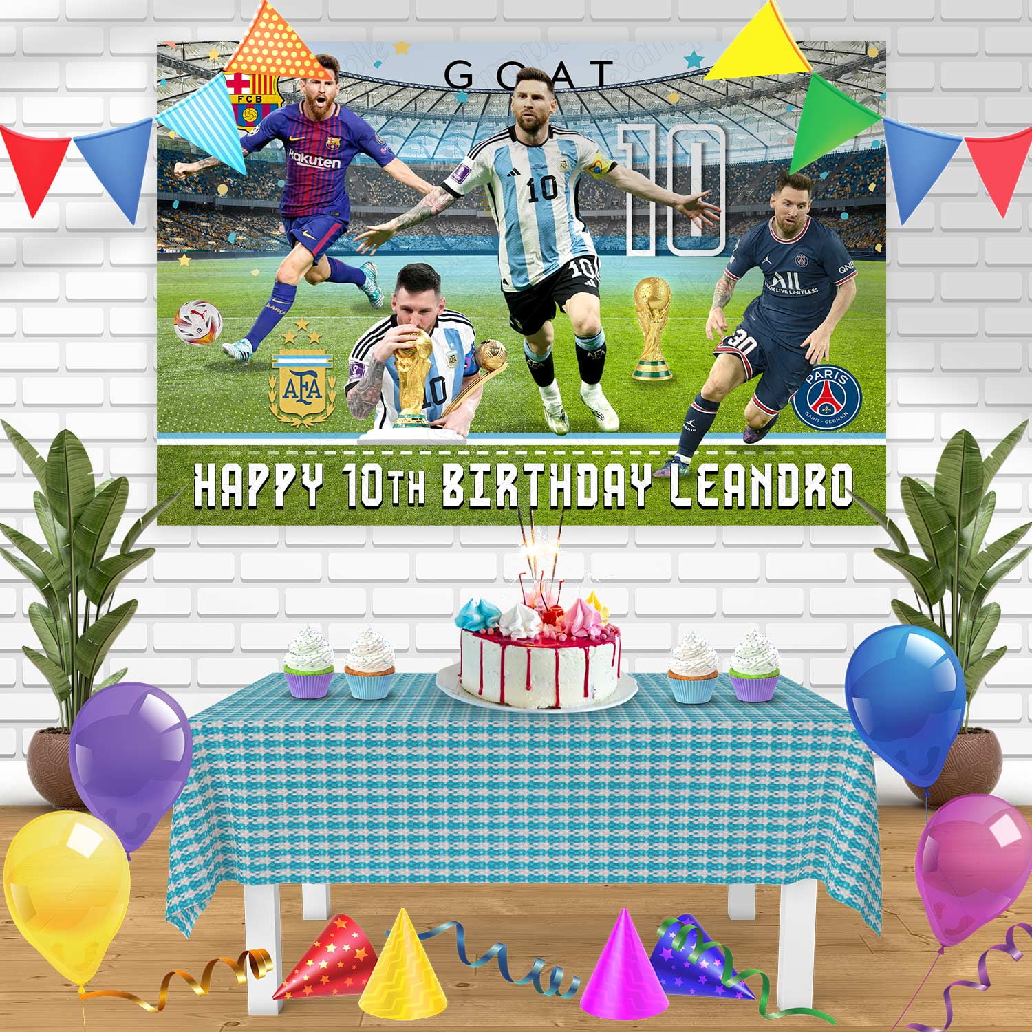 Messi Fc Barcelona PSG Argentina Bn Birthday Banner Personalized Party ...