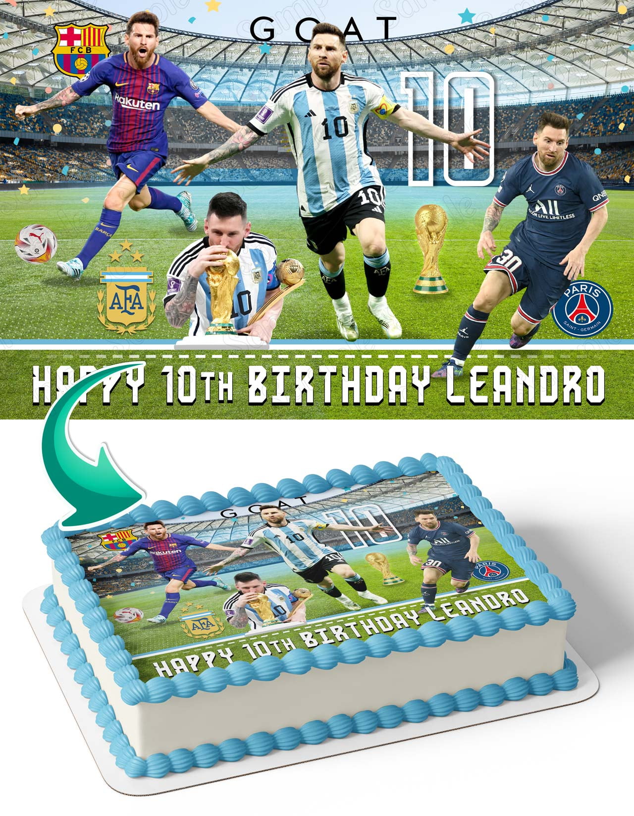 Messi Fc Barcelona PSG Argentina Edible Cake Image Topper Birthday Cake ...