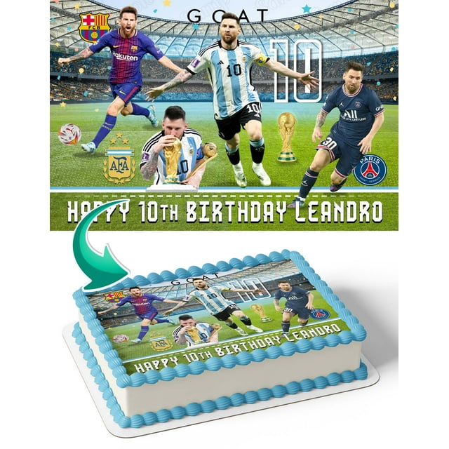 Messi Fc Barcelona PSG Argentina Edible Cake Image Topper Birthday Cake ...