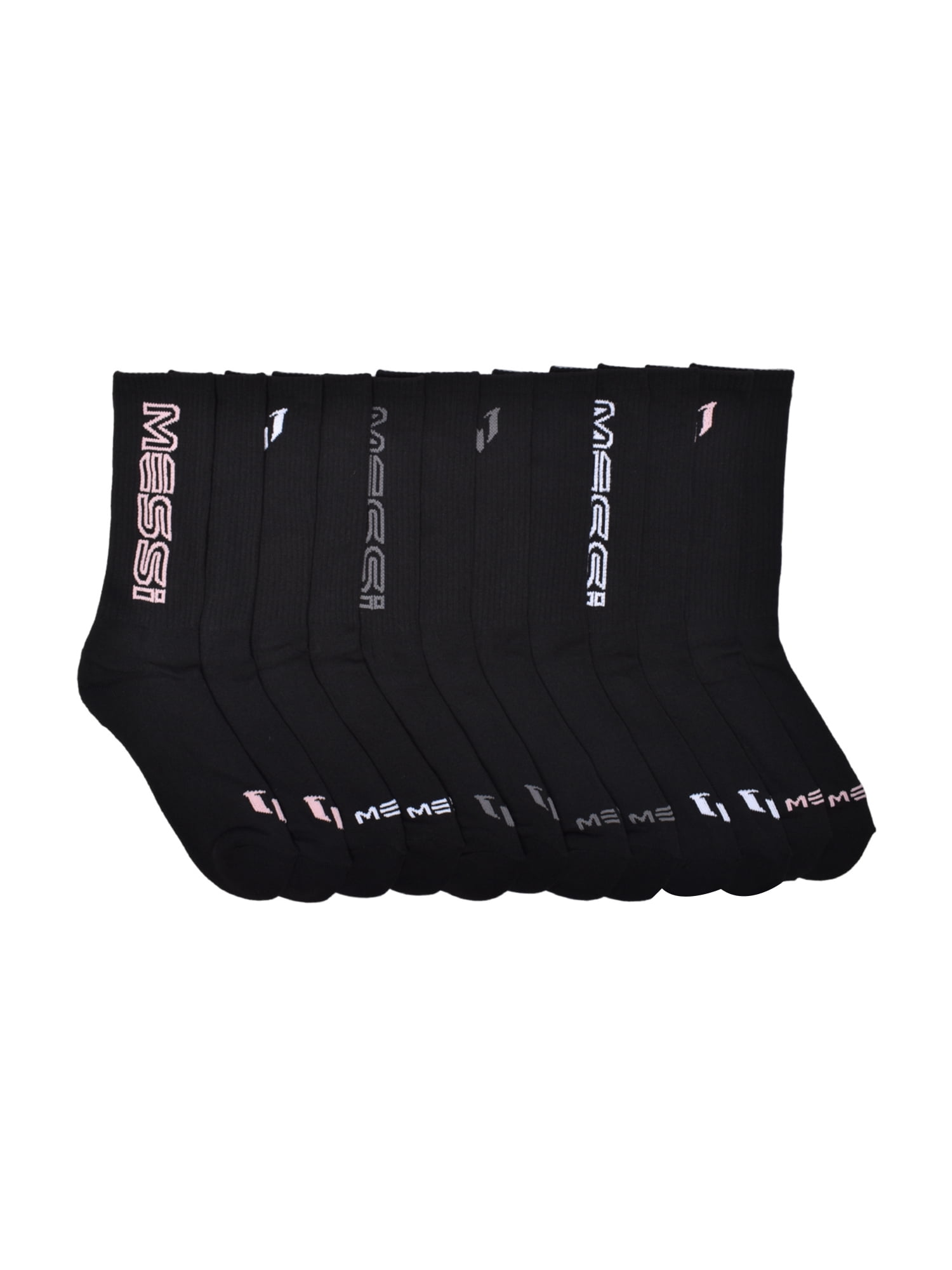 Messi Men's 6-Pack Crew Socks, Sock Size 10-13 - Walmart.com