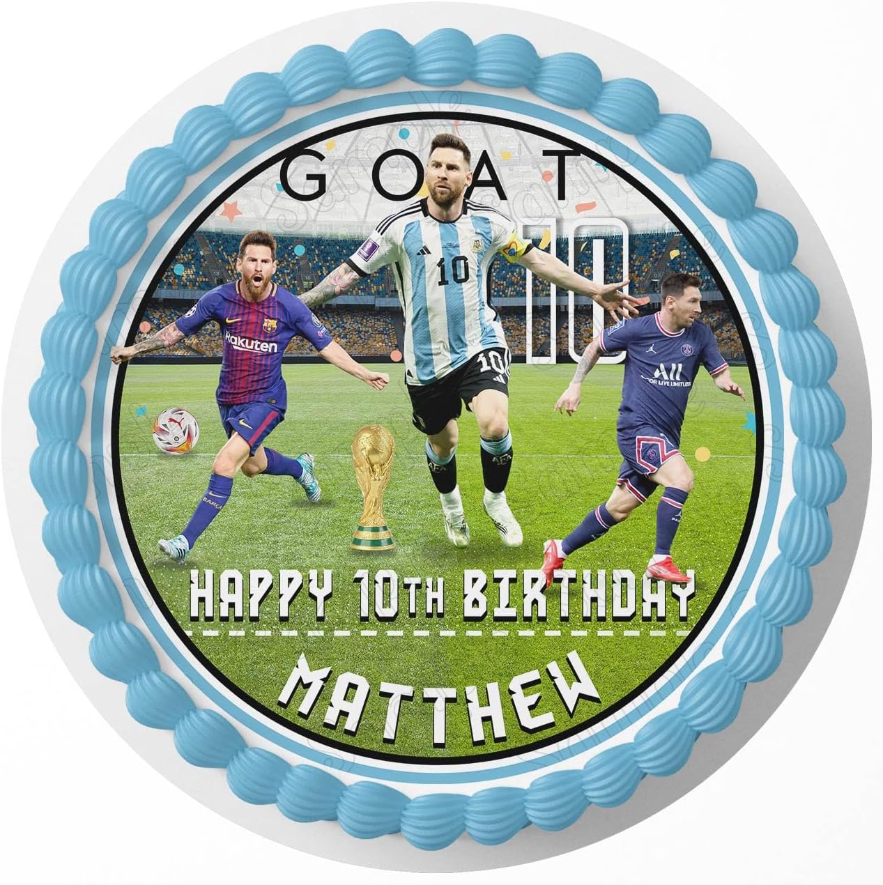 Messi Soccer Player Barsa Edible Cake Topper Sheet Image Print Round ...