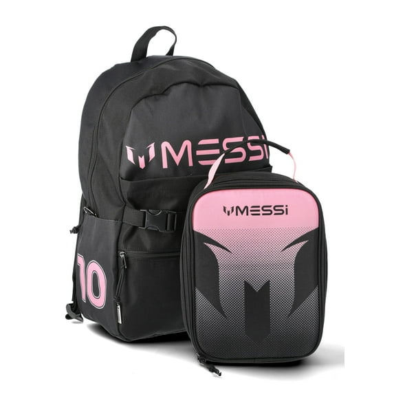 Messi Kids' 18" Backpack and Lunchbox 2-Piece Set, Black/Pink - Walmart.com