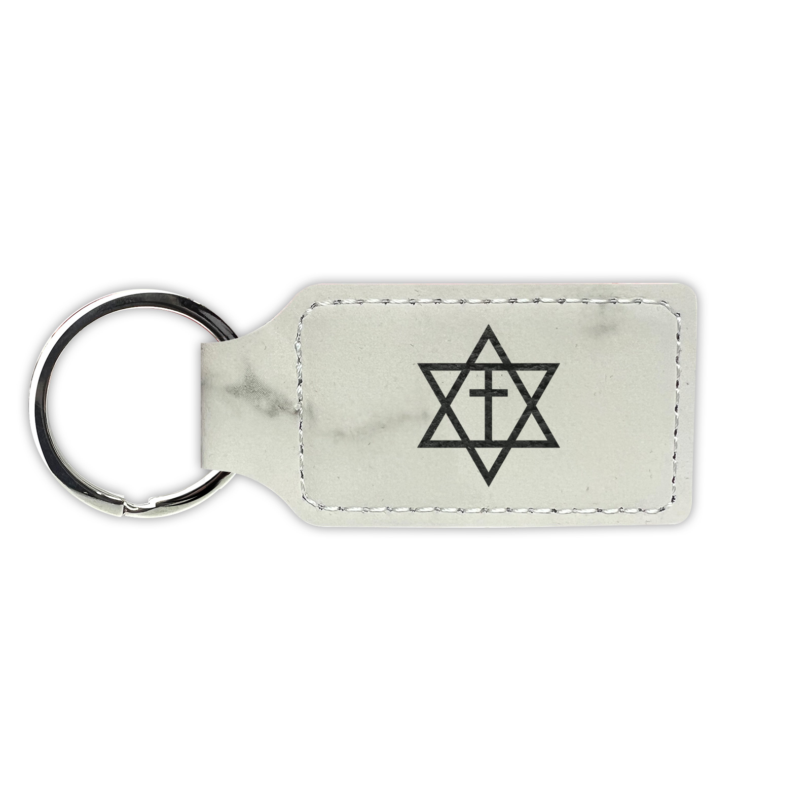 Messianic Jewish Religion Symbol Keychain Leatherette Rectangle - Laser ...