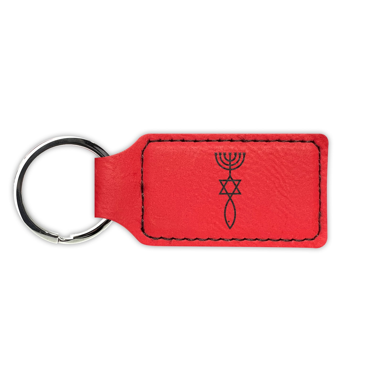 Messianic Jewish Religion Symbol Keychain Leatherette Rectangle - Laser ...