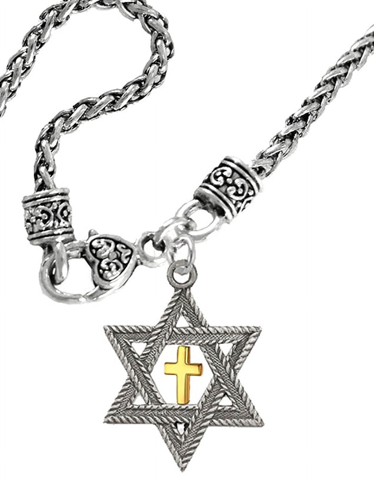 Messianic, Silver Star Of David, Gold Cross Antique Wheat Chain ...