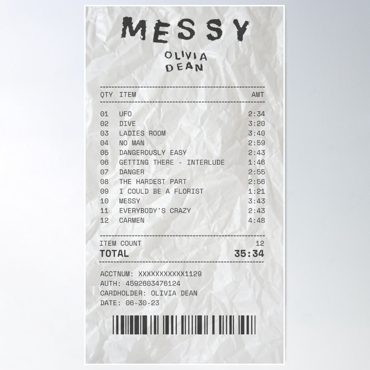 Messy Album Receipt Poster Wall Art, Modern Wall Decor For Living Room ...