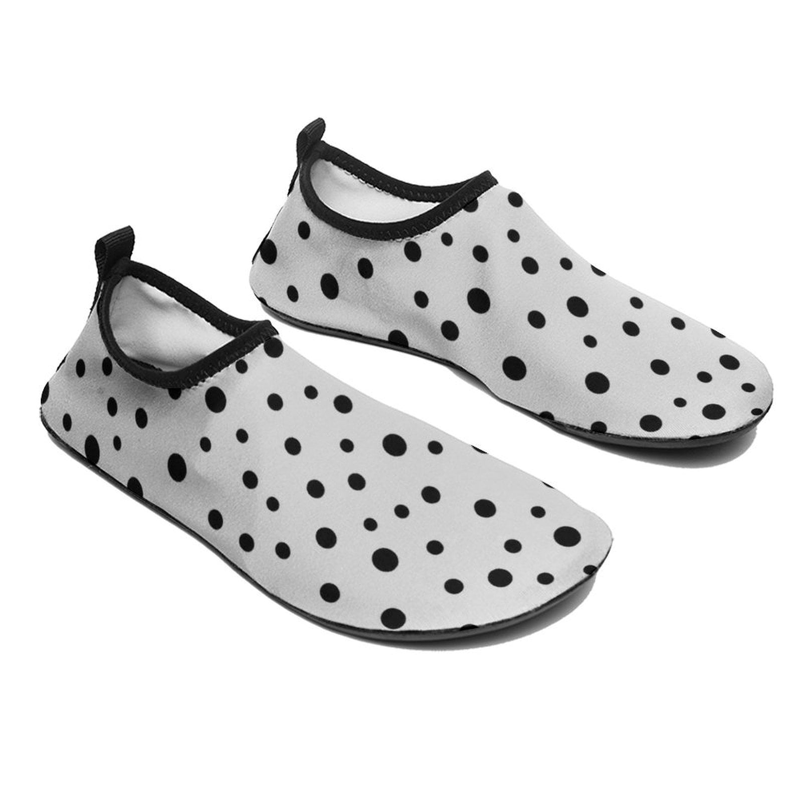 Messy Black Dots on White Background Water Shoes Beach Slip-on Shoes ...