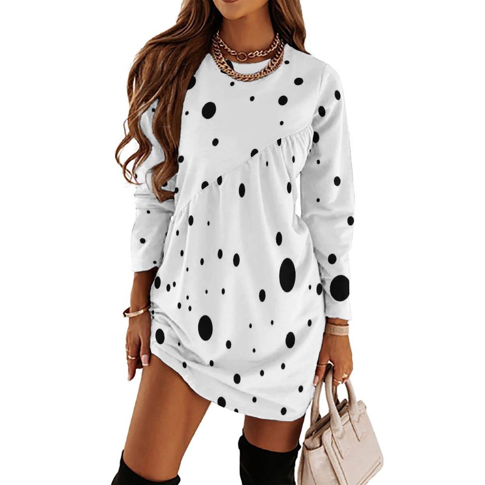 Messy Black Polka Dots Loose Dress Evening Dress Summer Dresses for ...