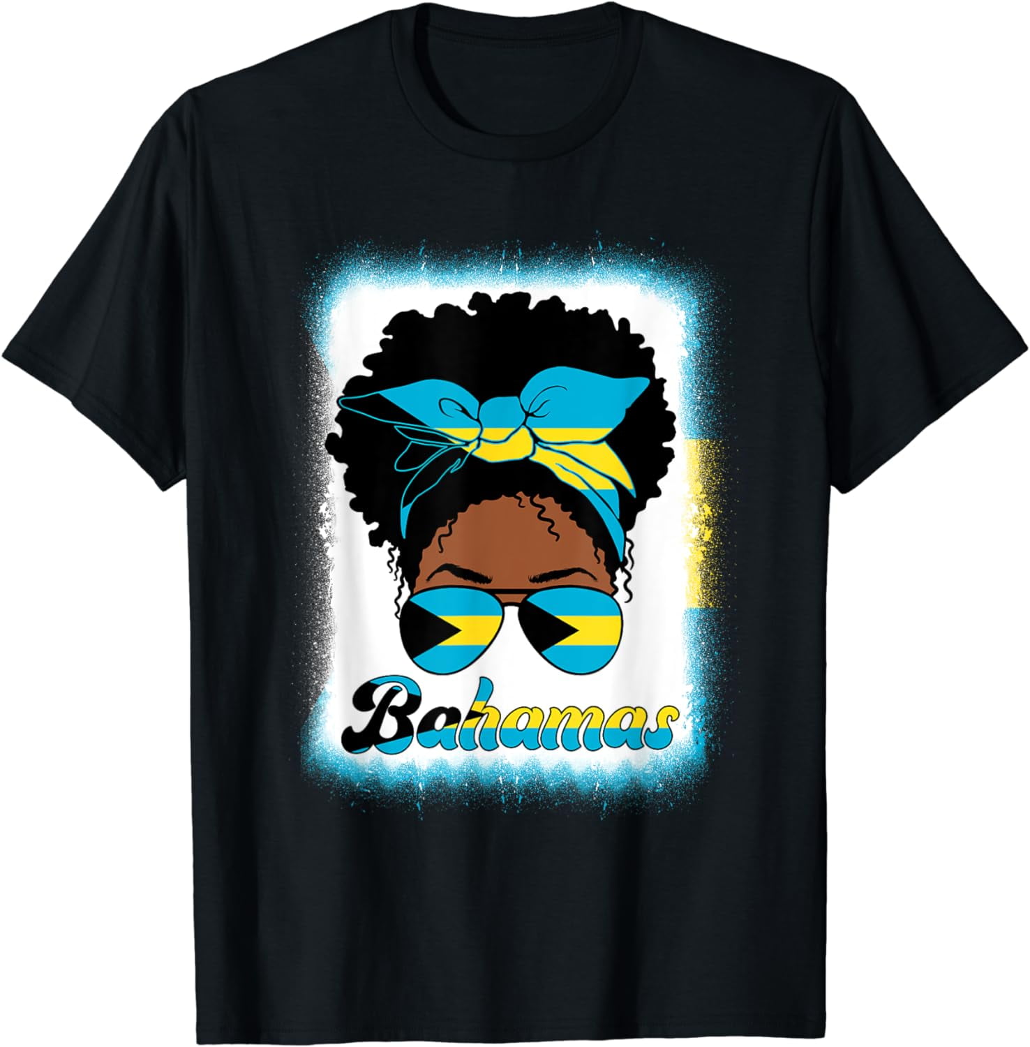 Messy Bun Bahamian Bahamas Flag Womens Woman Girl T-Shirt - Walmart.com