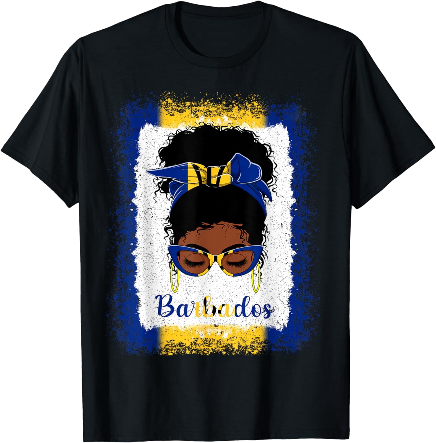 Messy Bun Barbados Flag Womens Woman Girl T-Shirt - Walmart.com