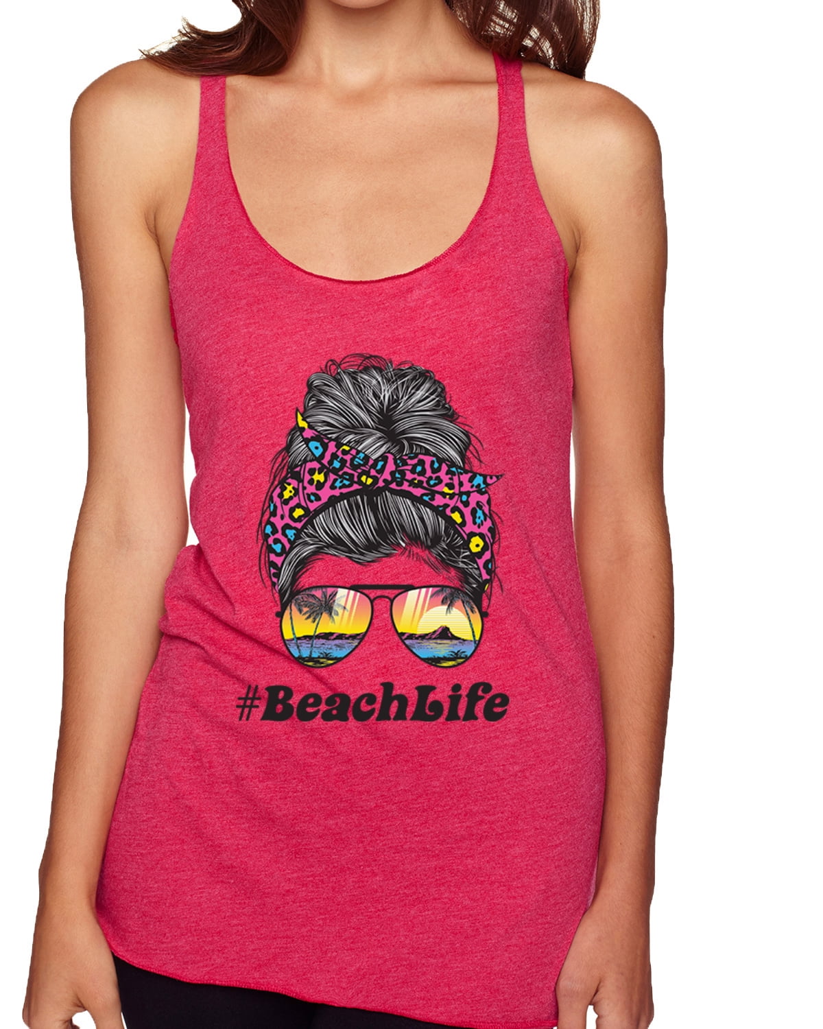 Messy Bun #BeachLife | Cool Neon Leopard Print Bandana | Sunglasses Vaction Beach Paradise ...