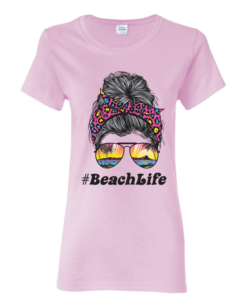 Messy Bun BeachLife | Cool Neon Leopard Print Bandana | Sunglasses ...