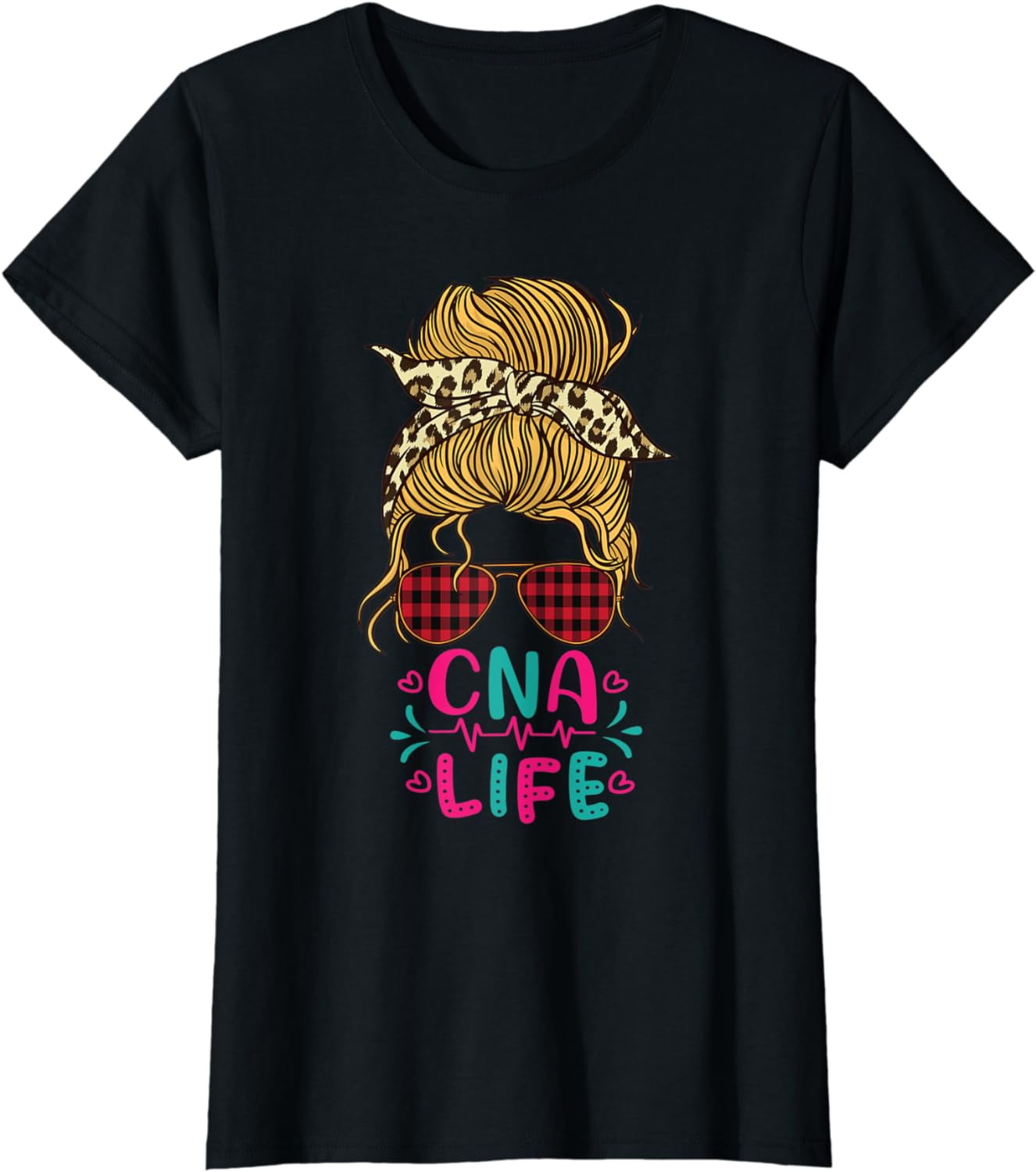 Messy Bun Cna Life Bleached Certified Nursing Assistant Nurs T-Shirt ...