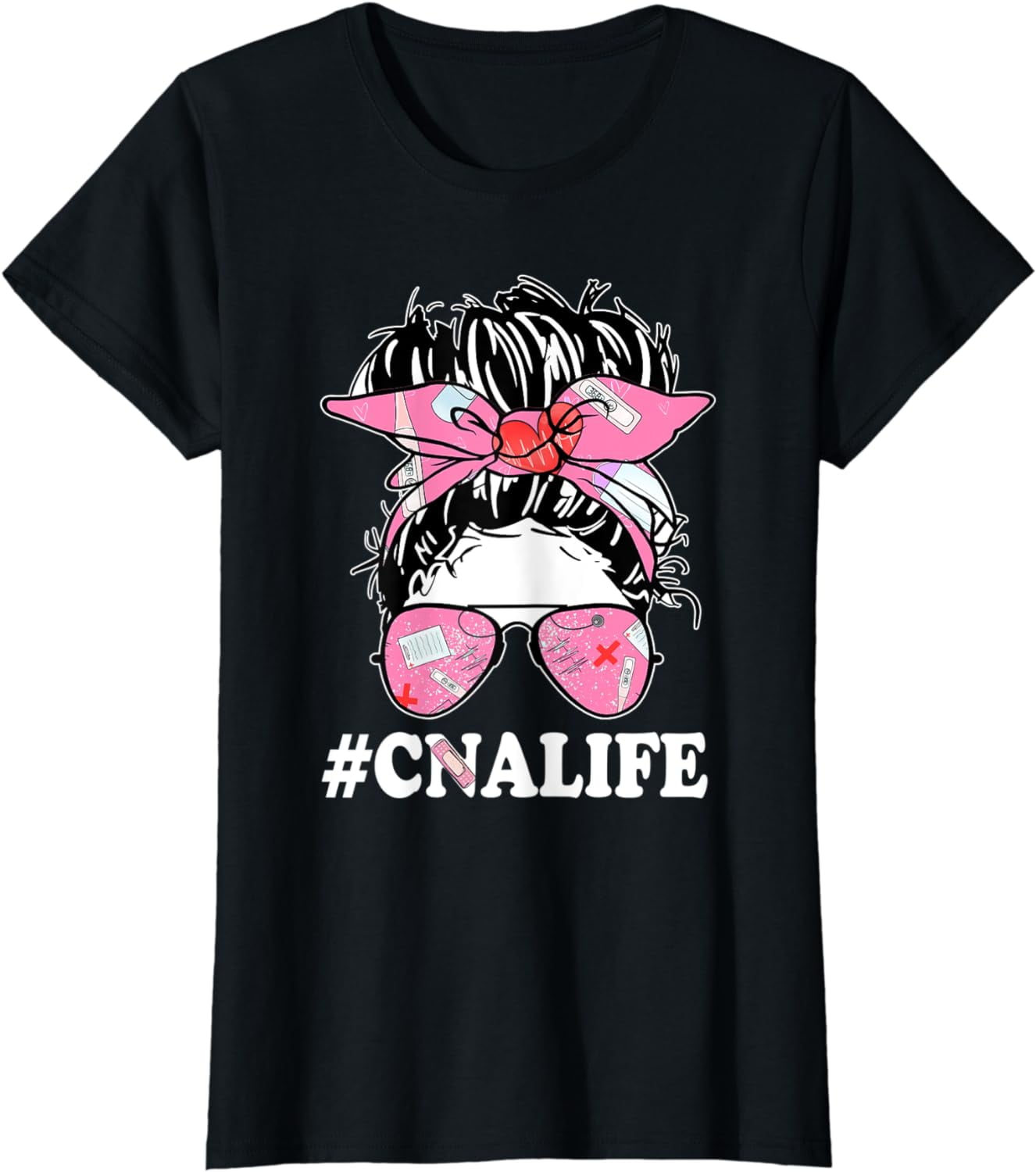 Messy Bun Cna Life Certified Nursing Assistant Pink Cute T-Shirt - Walmart.com