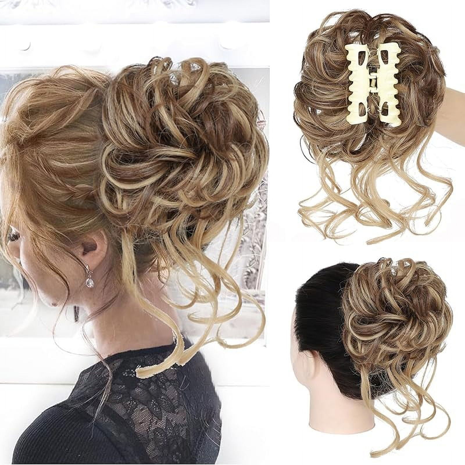 Messy Bun Hair Piece Claw Clip Curly Wavy Hair Buns Tousled Updo Hair ...
