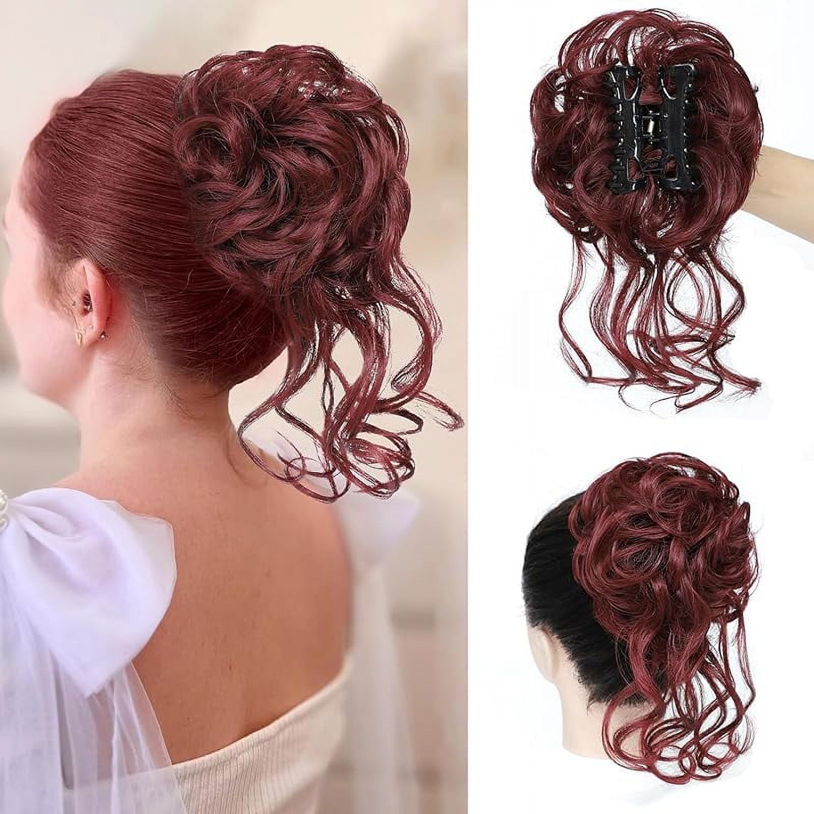 Messy Bun Hair Piece Claw Clip Curly Wavy Hair Buns Tousled Updo Hair ...