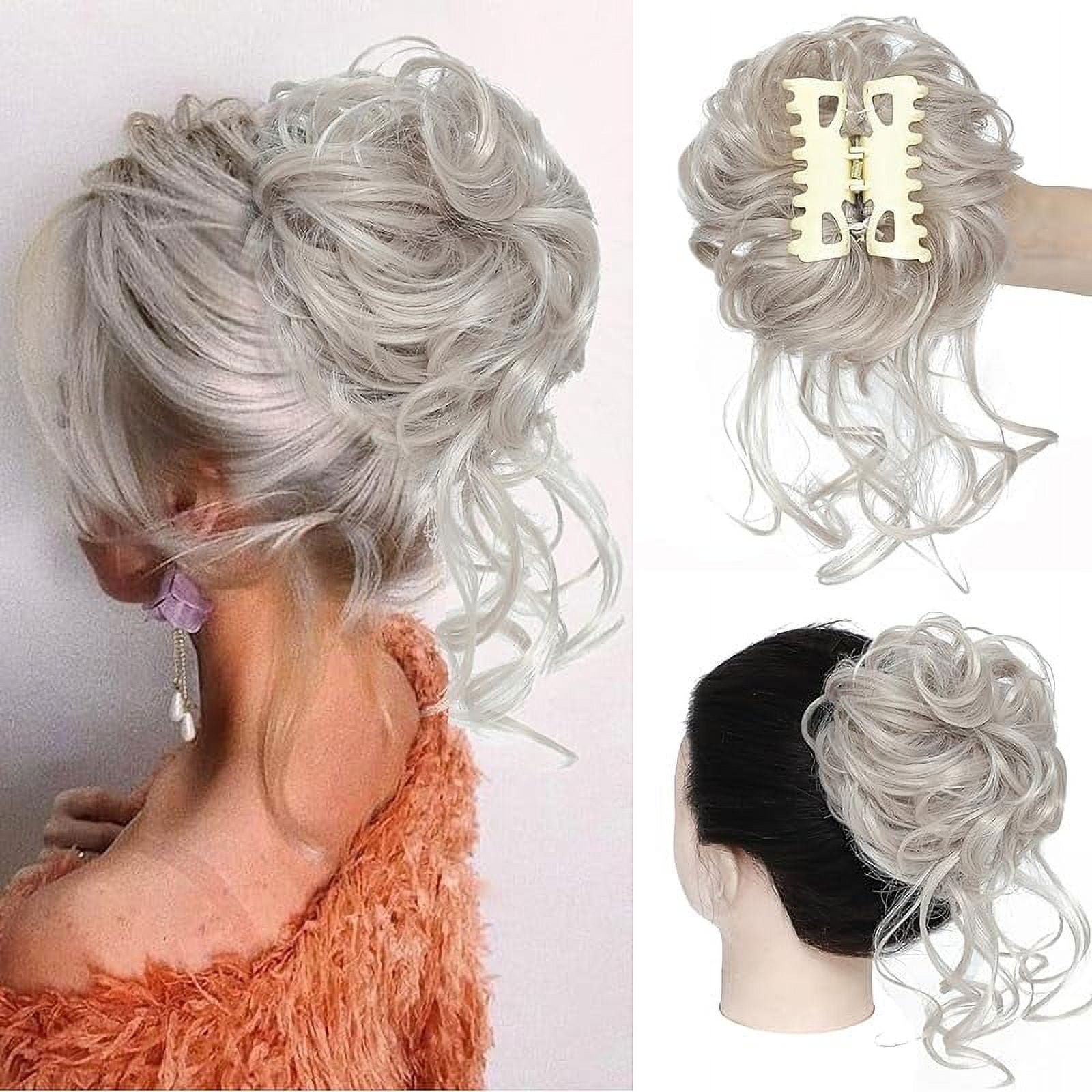 Messy Bun Hair Piece Claw Clip Curly Wavy Hair Buns Tousled Updo Hair ...
