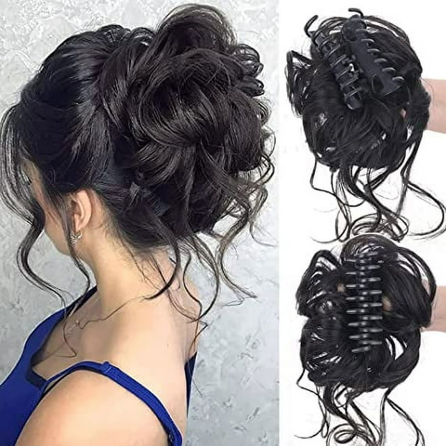 Messy Bun Hair Piece Claw Clip Messy Bun Hair Bun Wavy Curly Hair Bun ...