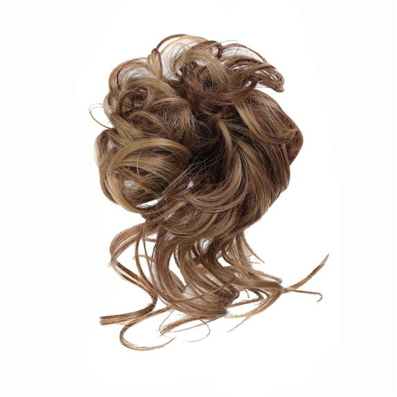 Messy Bun Hair Piece - High Temp Fiber, Light Brown Blonde, Wavy ...