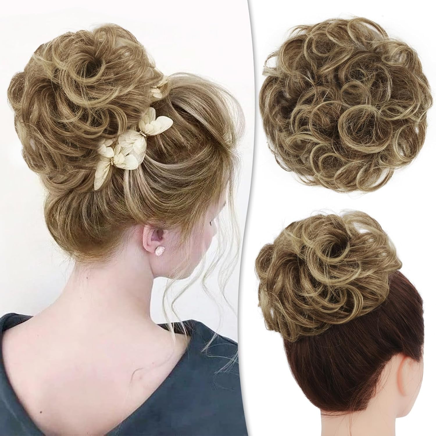 Messy Bun Hair Piece Human Hair Messy Rose Bun Hair Buns Hair Piece for ...