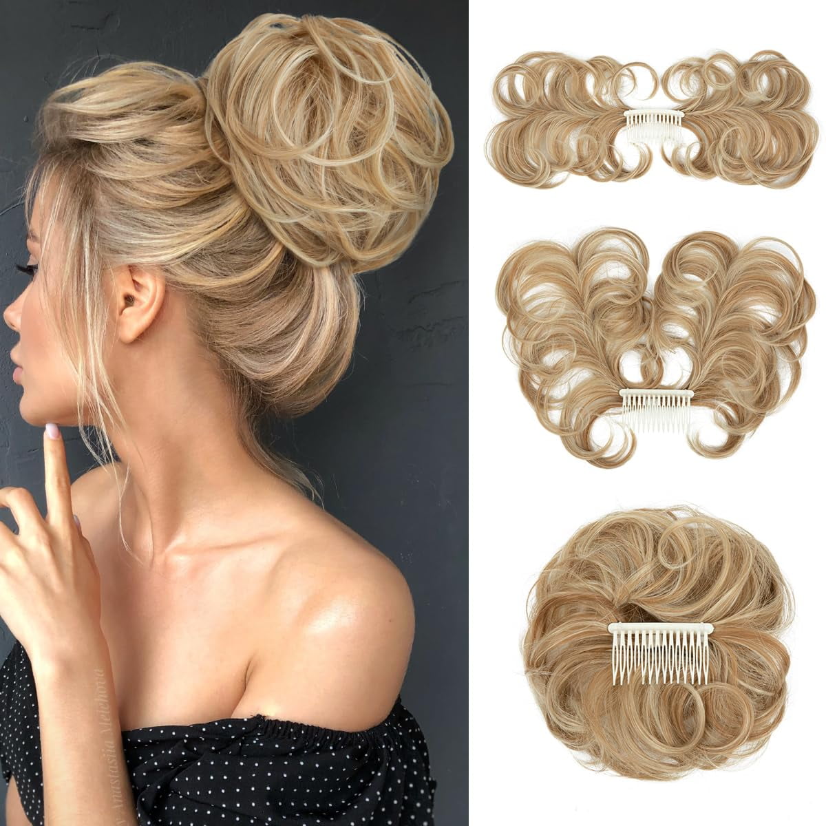 Messy Bun Hair Piece Side Comb Clip in Hair Bun Hairpiece for Women ...