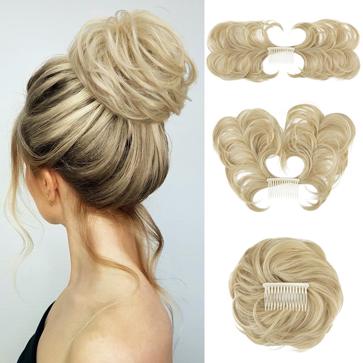 Messy Bun Hair Piece Side Comb Clip in Hair Bun Hairpiece for Women ...