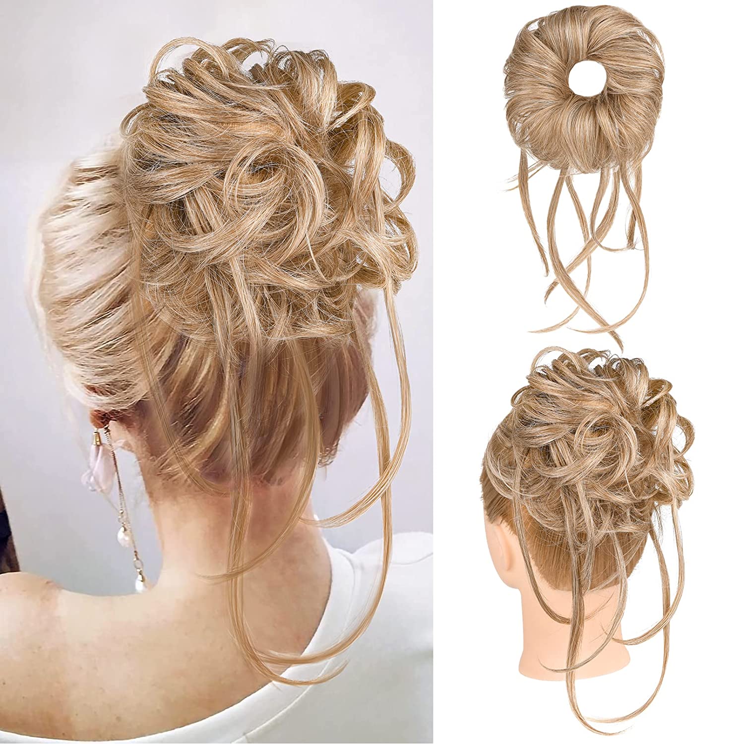 Messy Bun Hair Piece, Super Long Tousled Updo Hair Bun Extensions Wavy ...
