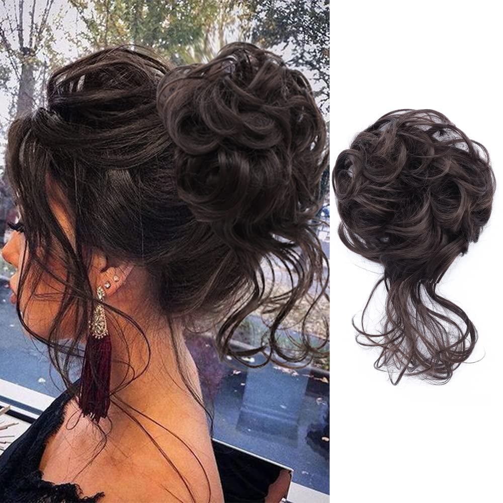 Messy Bun Hair Piece Tousled Updo Hair Buns Extension Elastic Hair Band ...