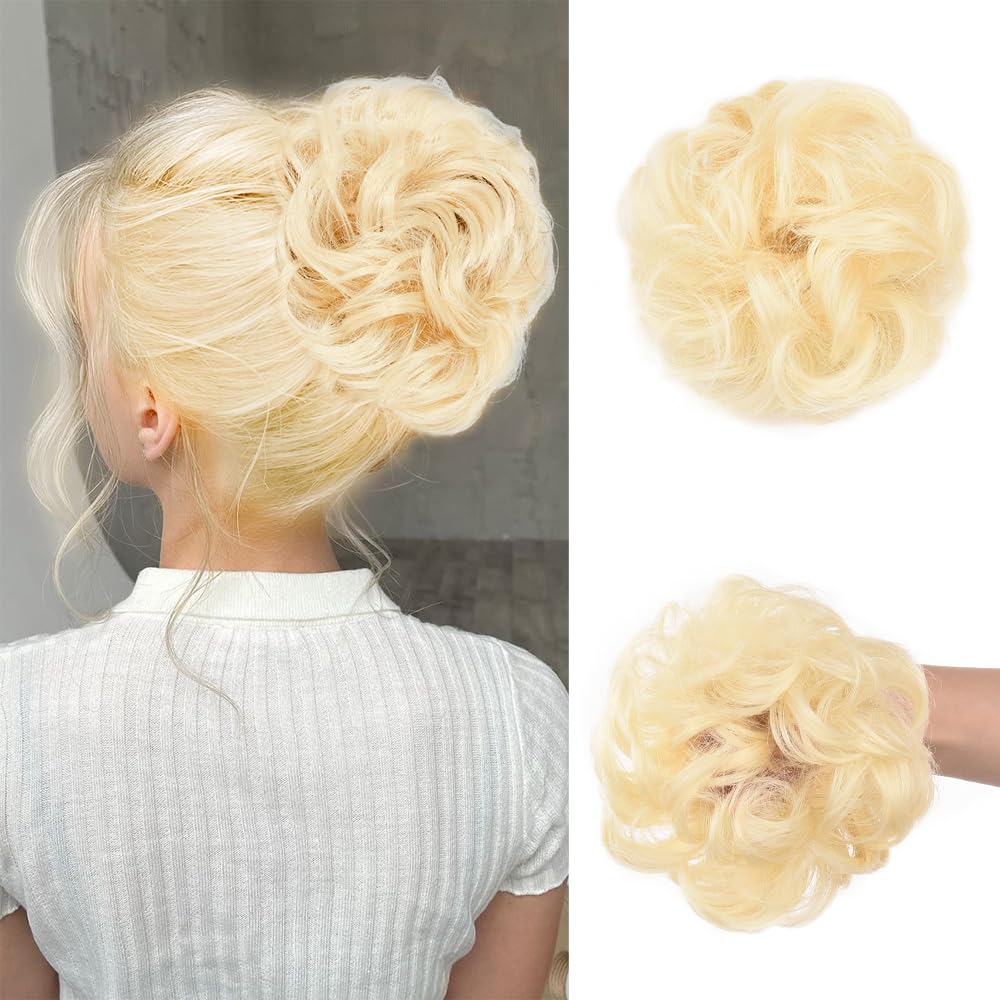 Messy Bun Hair Piece Wavy Curly Fake Hair Buns Synthetic Scrunchie ...