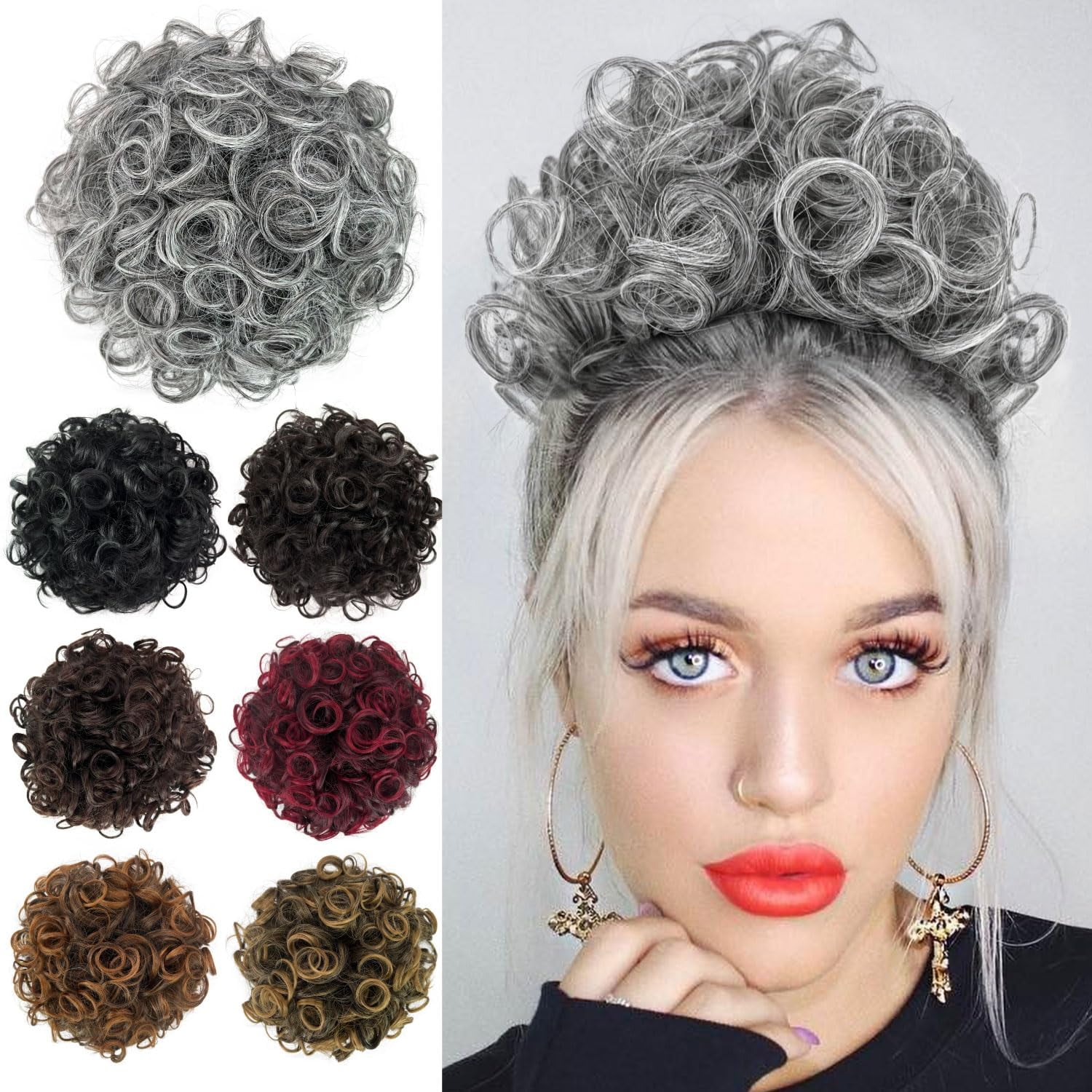 Messy Bun Hair Piece for Women,Afro Puff Drawstring Ponytail Extensions ...