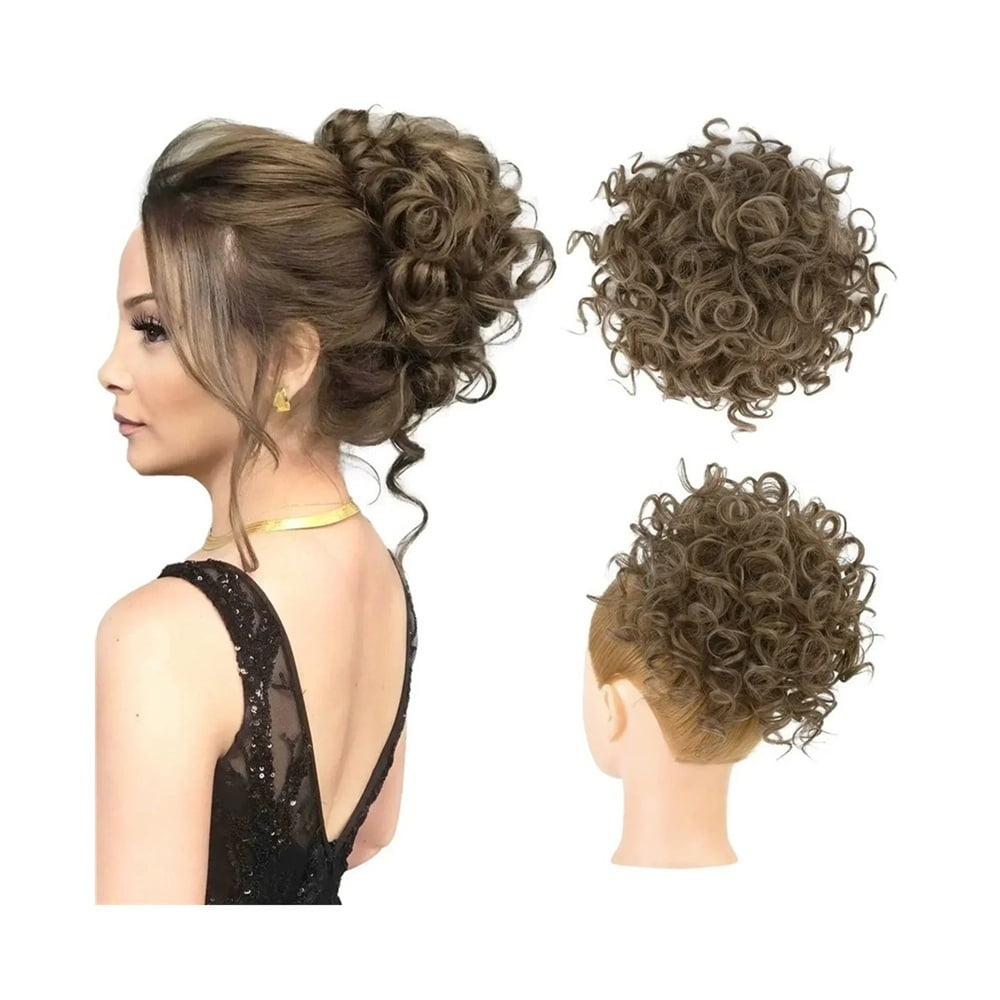 Messy Bun Hair Pieces for Women Synthetic Curly Drawstring Ponytail ...