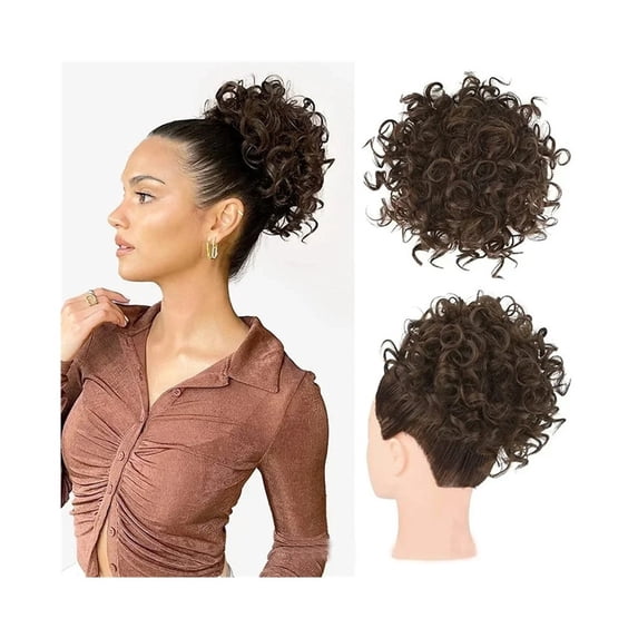 Messy Bun Hair Pieces for Women Synthetic Curly Drawstring Ponytail ...